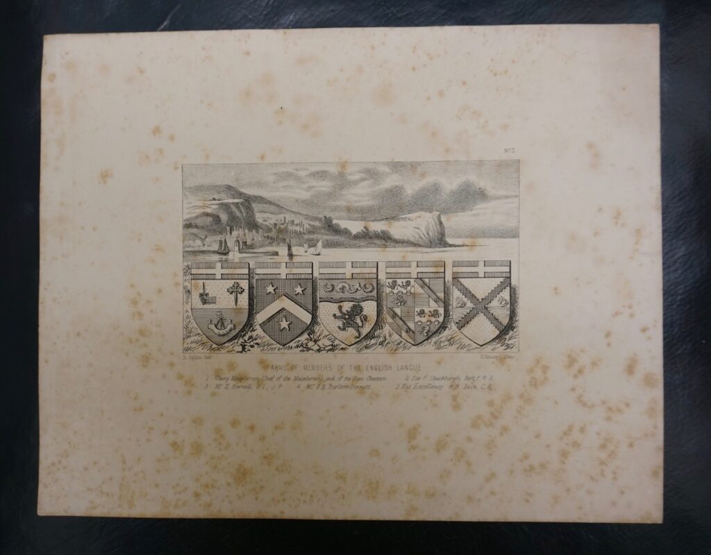 Antique Engraving Print, Arms of Members of the English Langue, 1830 ...