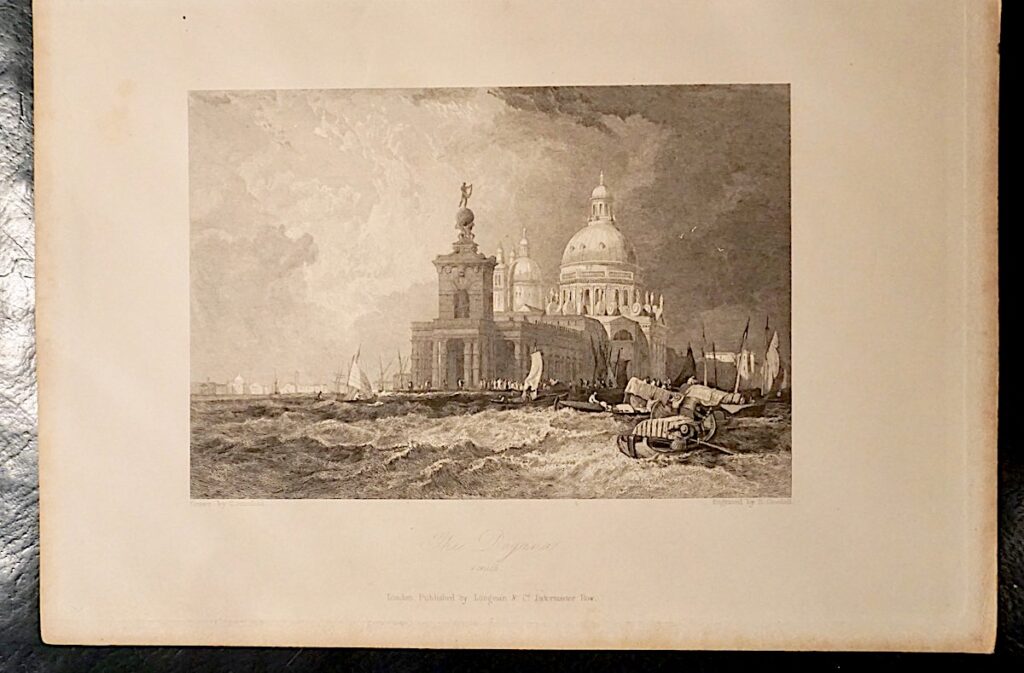 Antique Engraving Print, "The Dogana, Venice", 1832 • Antiche Curiosità
