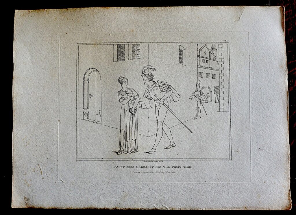 Antique Engraving Print, Faust sees Margaret for the first time, 1820 ...