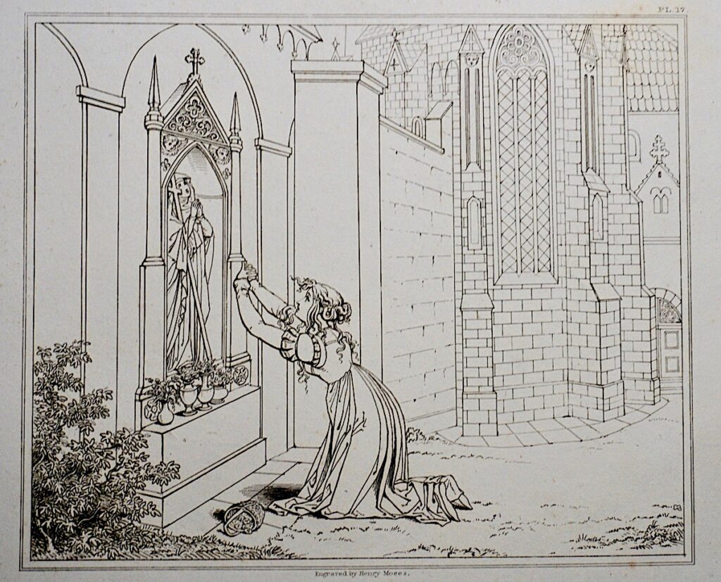 Antique Engraving Print, Margaret supplicating the Mater Dolorosa, 1820 ...
