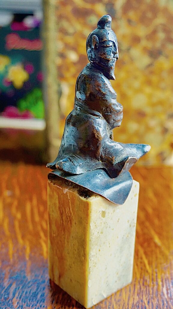 Antique Japanese Marble Stamp with Bronze overlap • Antiche Curiosità